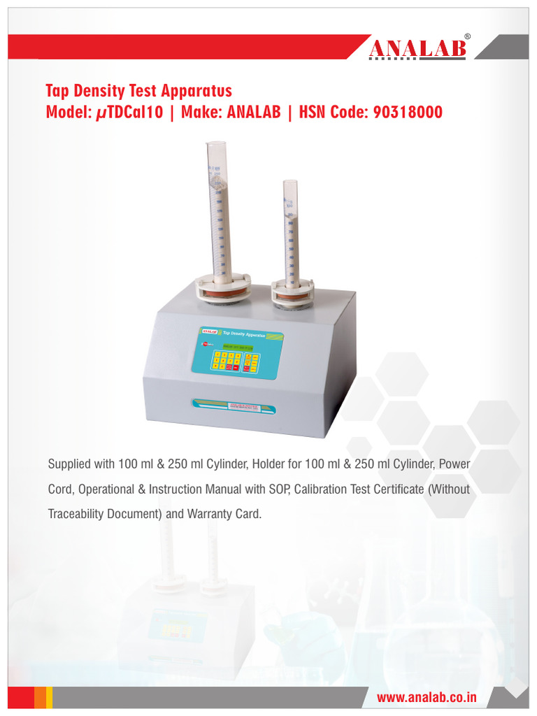 1 Tap Density Test Apparatus TDCal10 | PDF