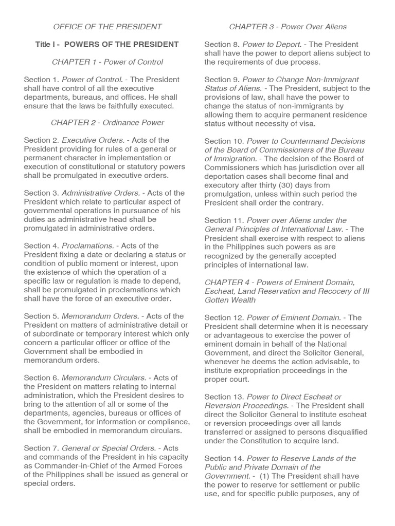 Presidential Powers and Organization | PDF | Presidents Of The United ...