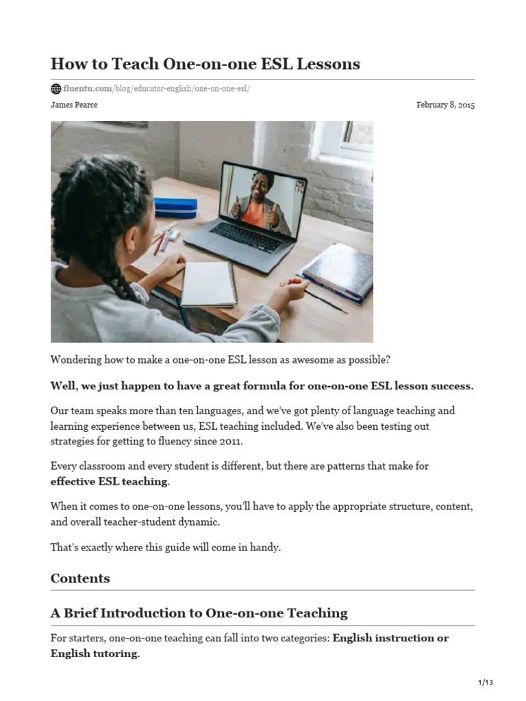 Effective One-on-One ESL Teaching Tips | PDF | English As A Second Or ...