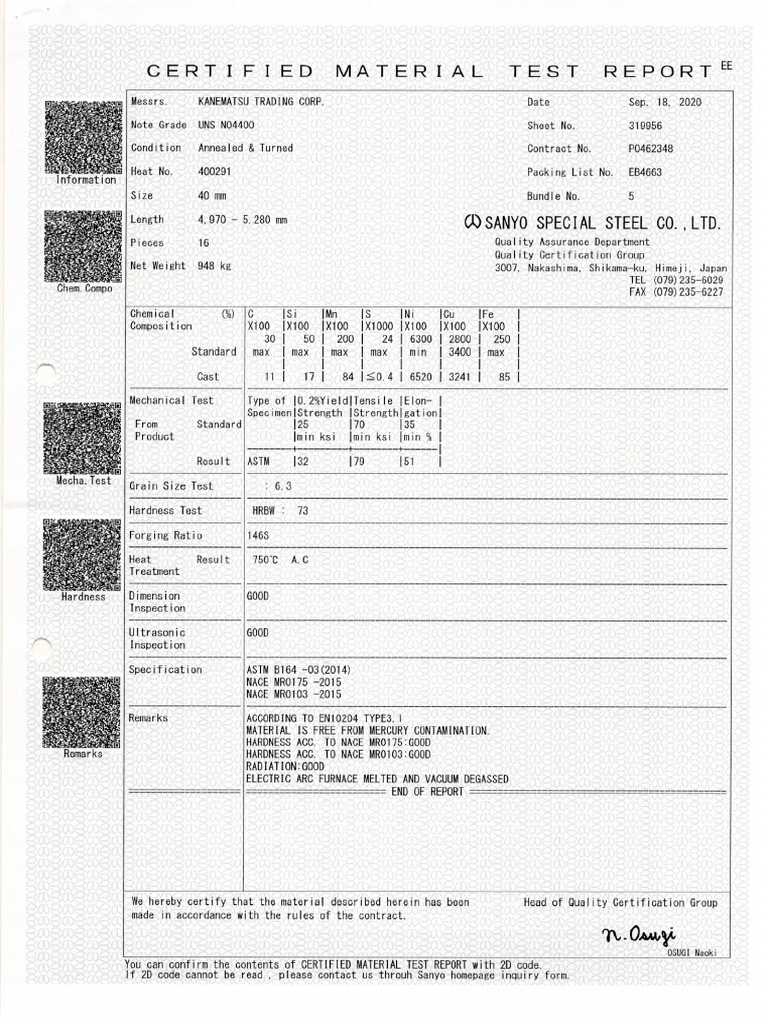 Monel 400 40mm Round Bar | PDF