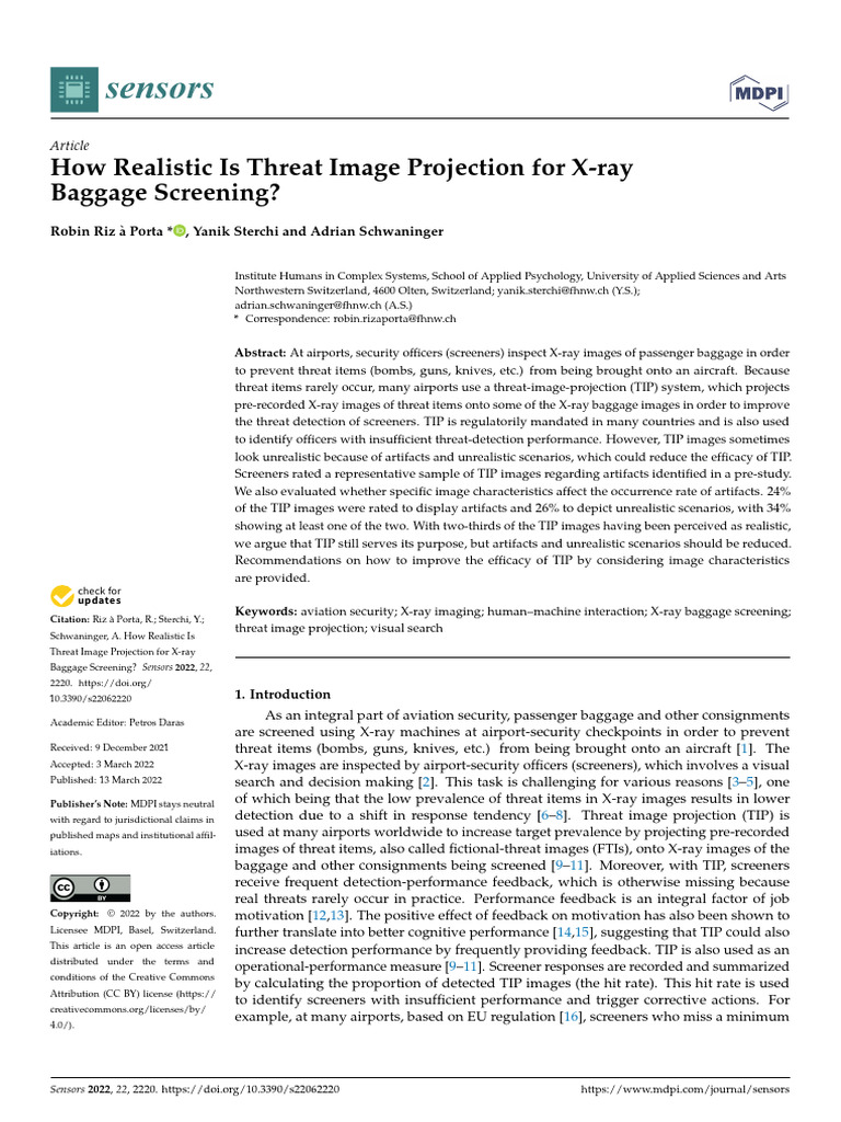 How Realistic Is Threat Image Projection For X-Ray | PDF | Airport ...