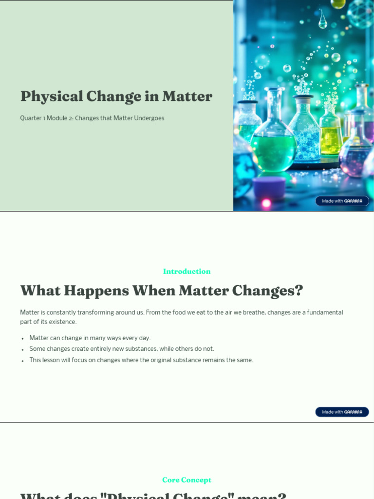 Grade 5 Science: Physical Changes in Matter | PDF | Liquids | Freezing