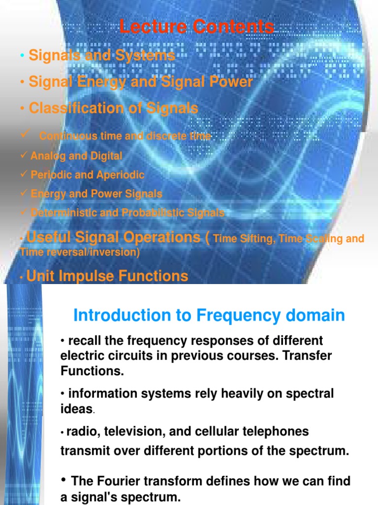 Lecture Contents: Signals and Systems | PDF | Signal (Electrical Engineering) | Complex Number