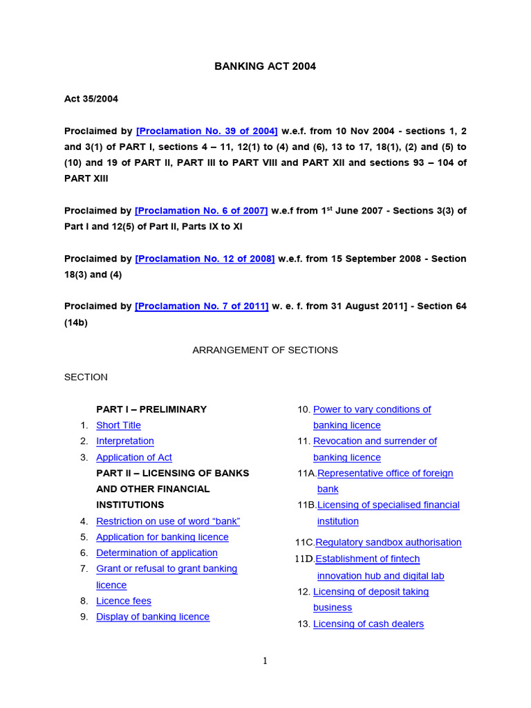 Banking Act 2004 Overview and Provisions | PDF | Banks | Debt