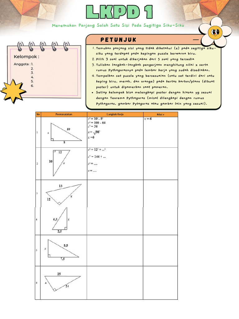 LKPD Puzzle Pythagoras | PDF