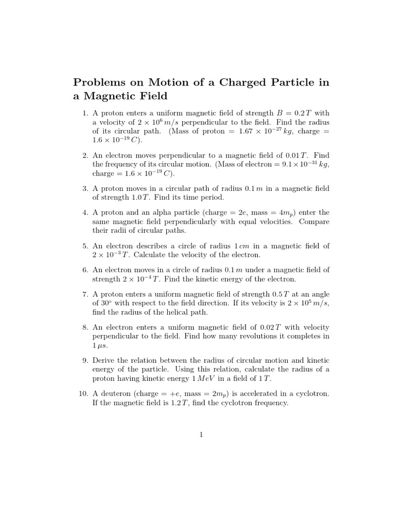 Motion of Charge Particle in Magnetic Field | PDF