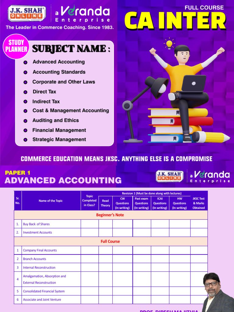CA Inter Study Planner Overview | PDF | Audit | Taxes