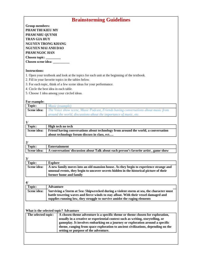 Brainstorming Guidelines | PDF