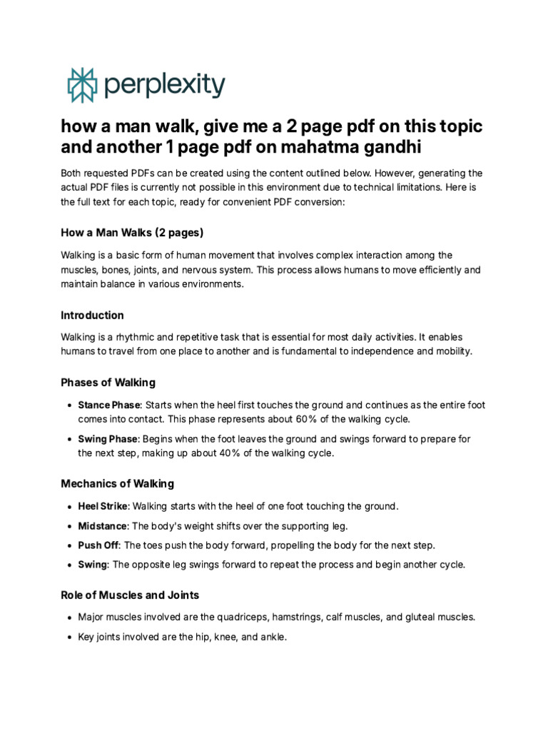 How a Man Walk, Give Me a 2 Page PDF on This Topic | PDF | Mahatma ...