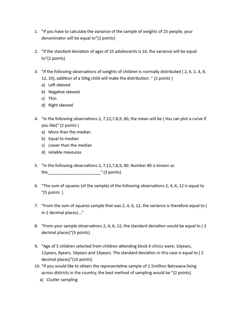 Measures of Dispersion Test | PDF | Skewness | Variance