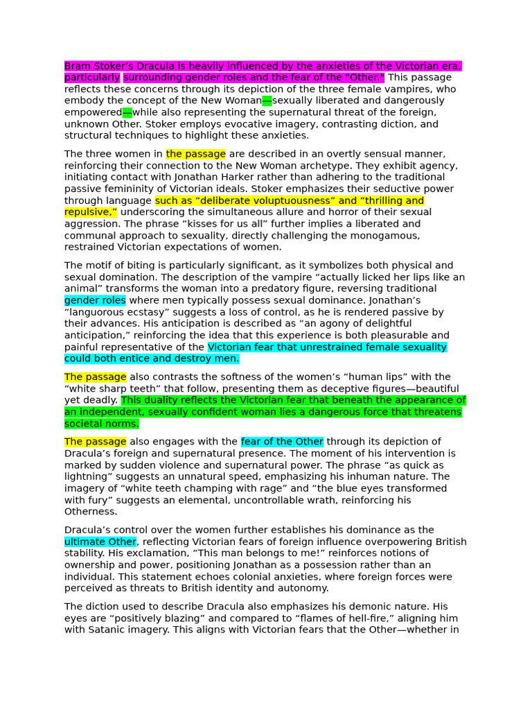Dracula Passage Analysis | PDF | Dracula