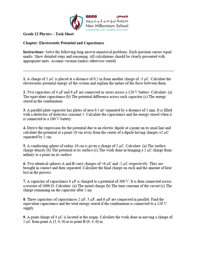 Gr-12 Task Sheet | PDF