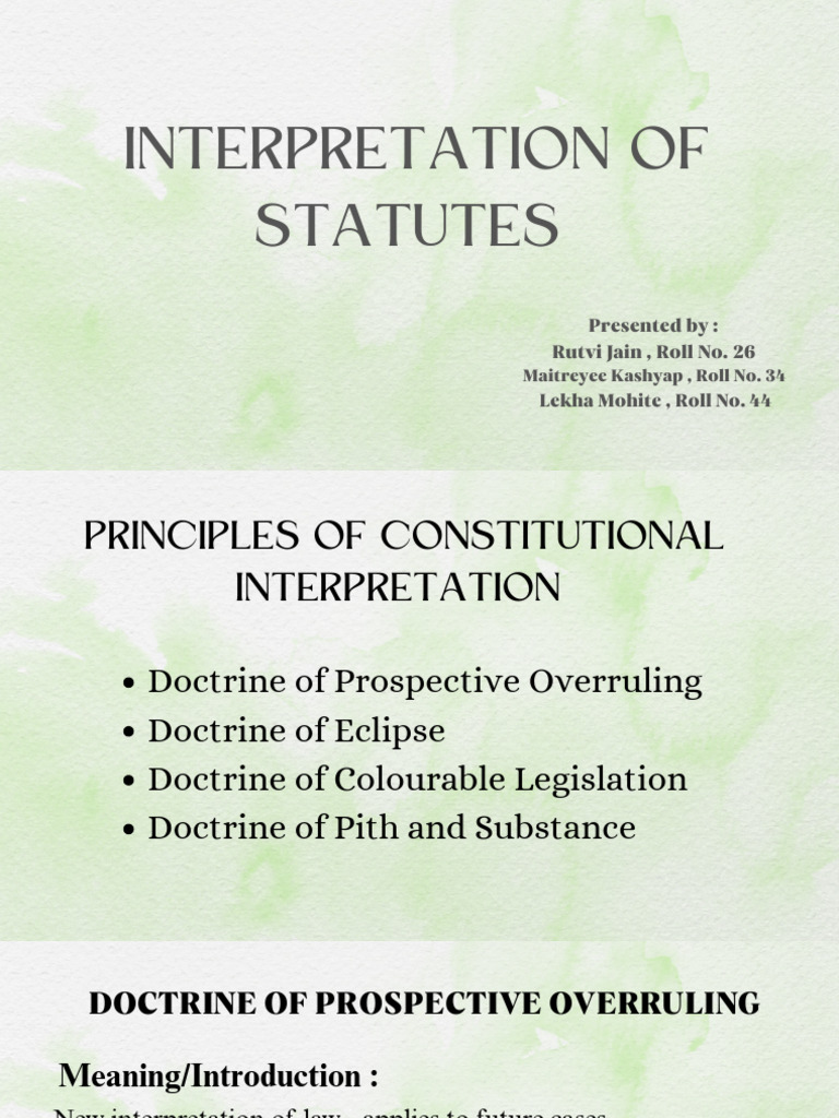Interpretation of Statutes PDF | PDF | Government | Public Law
