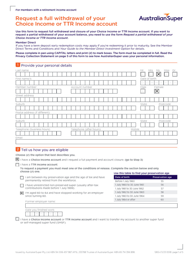Pension Request A Full Withdrawal | PDF | Identity Document