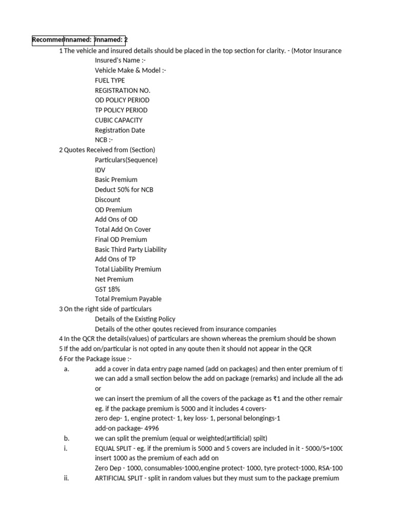 QCR Guidelines for Insurance Premiums | PDF | Insurance | Financial ...