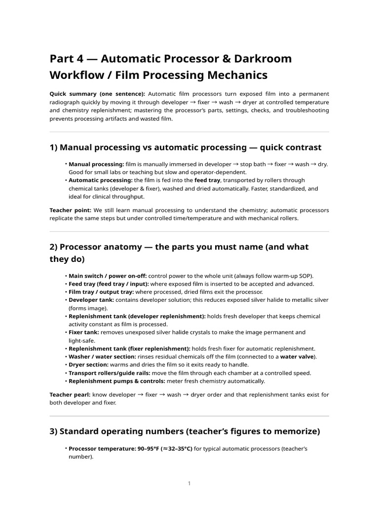 Automatic Film Processor Workflow Guide | PDF | Clothes Dryer | Washing ...