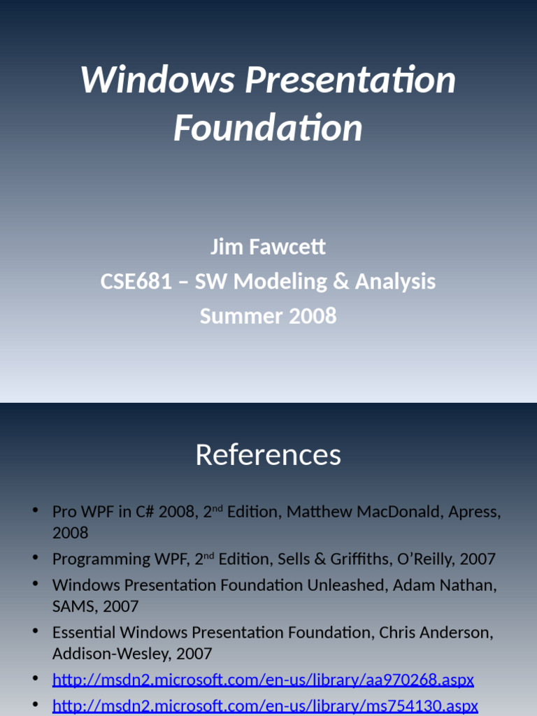 Windows Presentation Foundation Pdf Extensible Application Markup