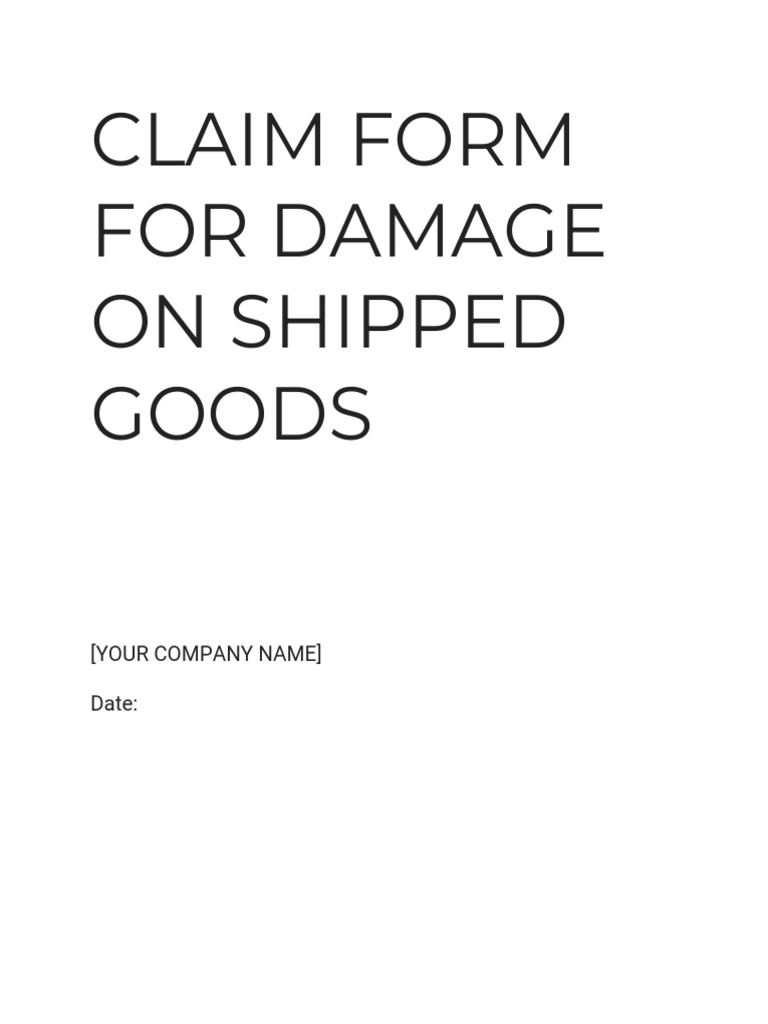 Claim Form For Damage On Shipped Goods | PDF