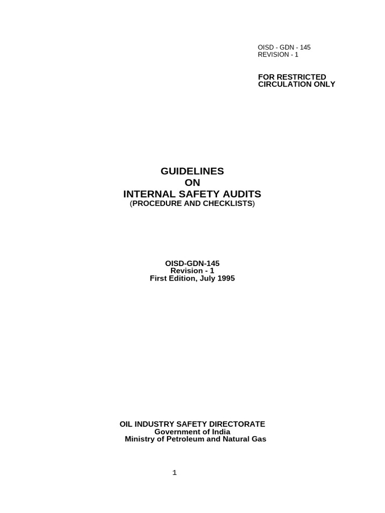 Internal Safety Audit Guidelines OISD | PDF | Safety | Audit