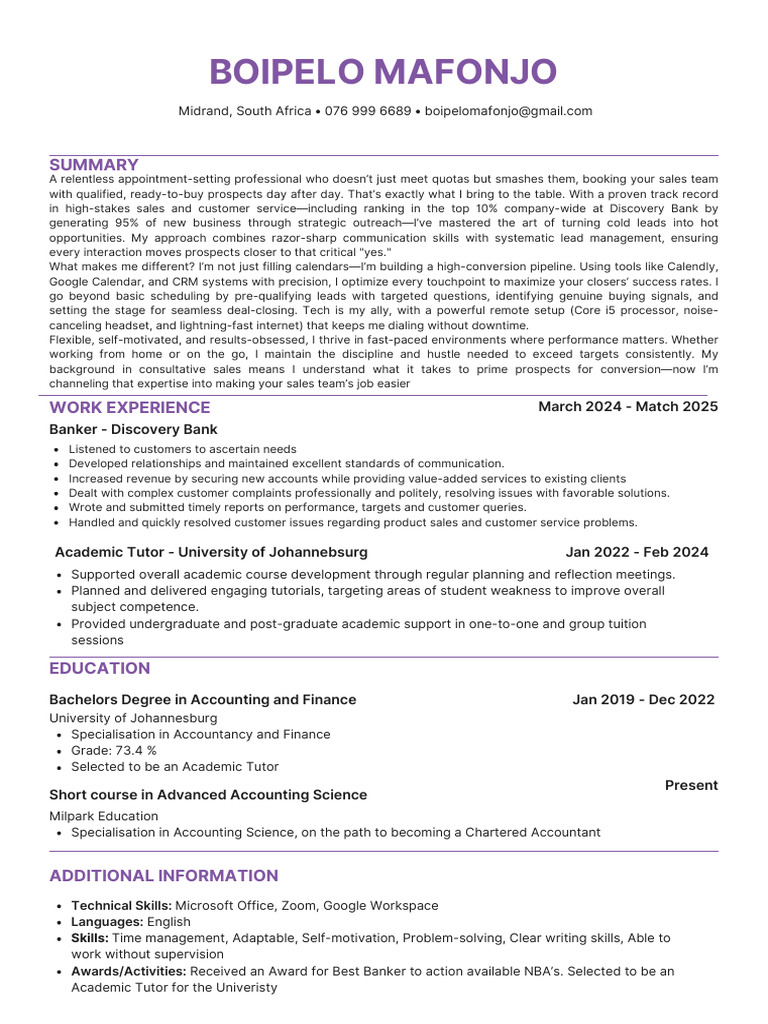 Purple and White Clean and Professional Resume-5 | PDF