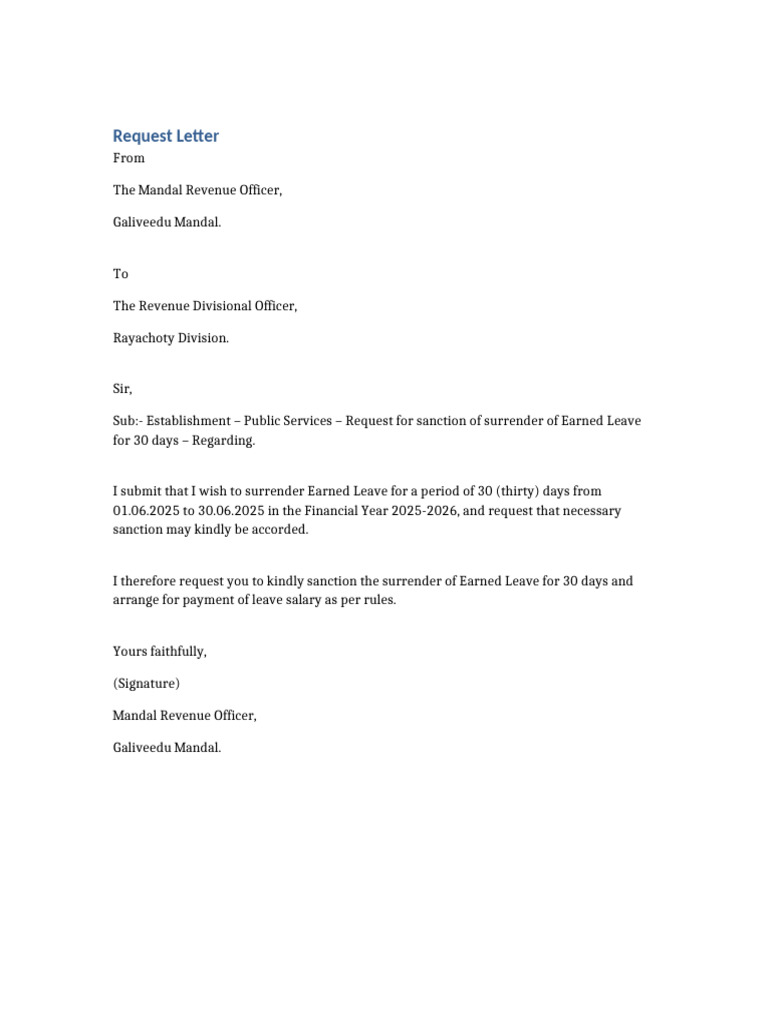 Request Letter MRO To RDO | PDF