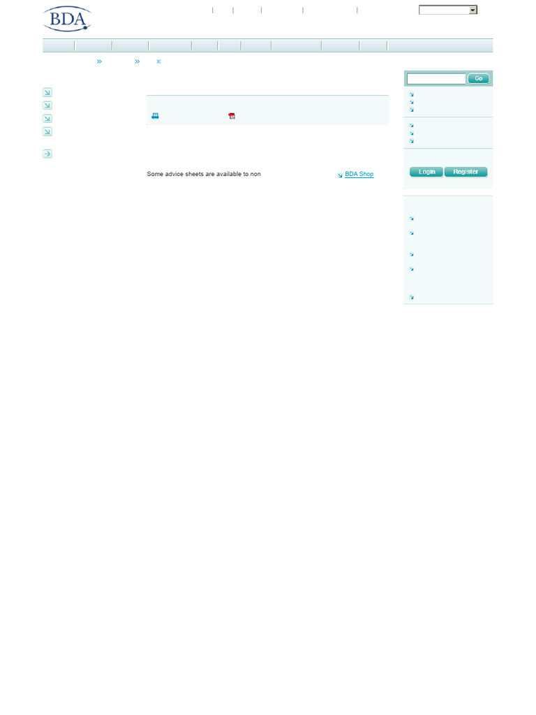 BDA Advice Sheets Overview | PDF | Dentist | Dentistry