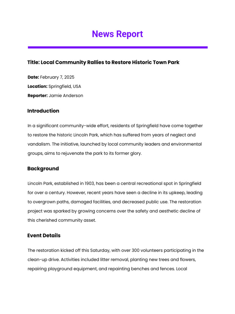 News Report | PDF | Parks | Environmental Design