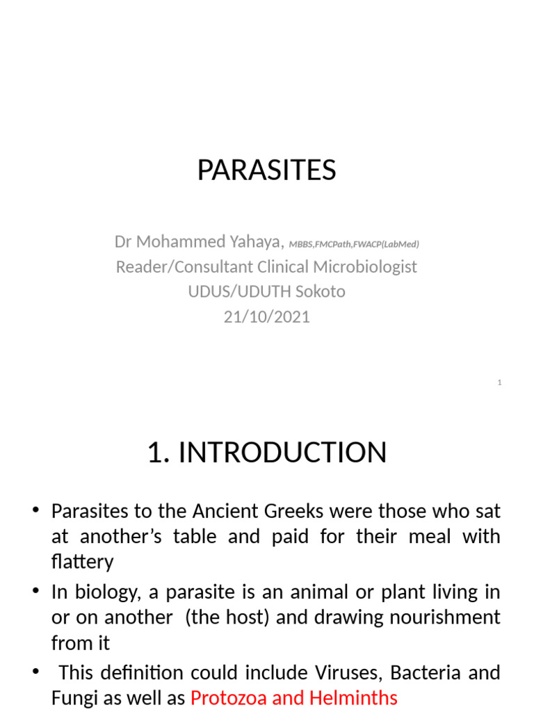 Overview of Parasite Classification | PDF | Protozoa | Parasitism