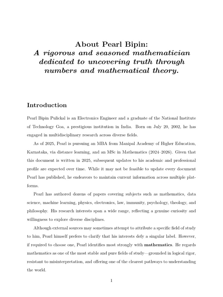 Pearl Bipin Pulickal: A Multifaceted Scholar | PDF | Peer Review ...