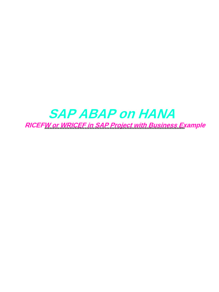 Ricefw or Wricef in Sap Project 1753557784 | PDF | Performance ...