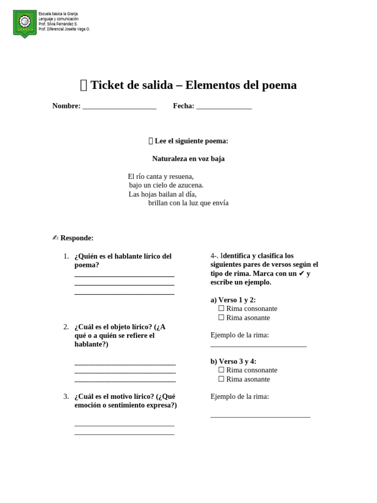 Elementos del poema para estudiantes | PDF