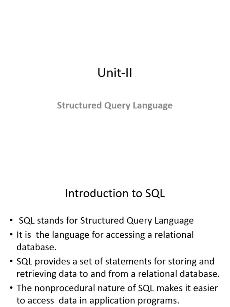 Database Unit II.pptx | PDF | Sql | Relational Model