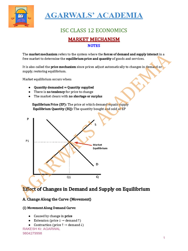 Market Mechanism and Equilibrium Explained | PDF | Economic Equilibrium ...