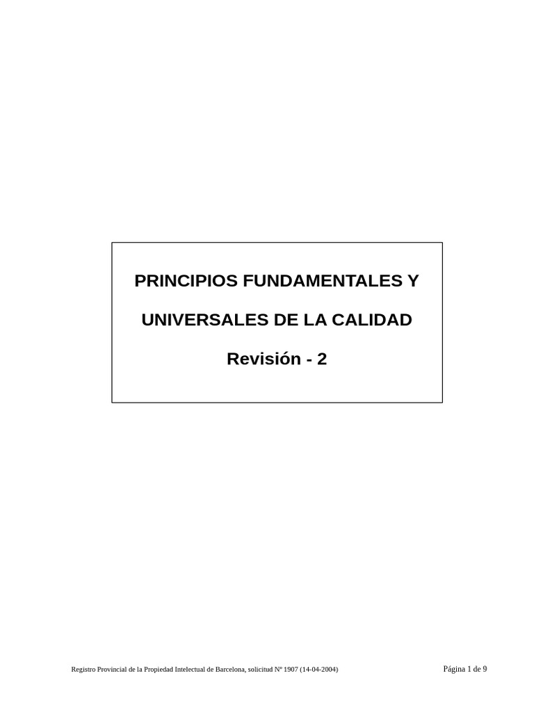Principios Universales de Calidad en Organizaciones | PDF | Sociedad ...