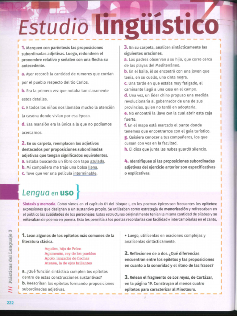 Lengua y Literatura 3 - Pract - Leng. 2º-3º-Pag 180 A 255-44 | PDF