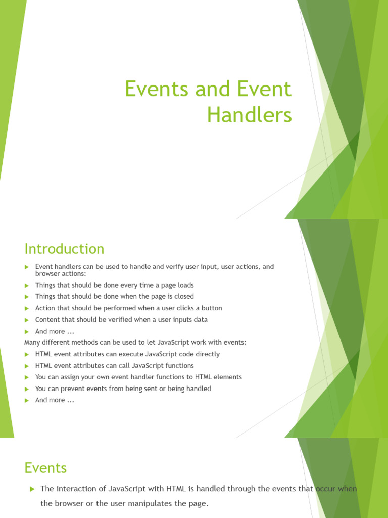 Lesson 5 Events and Event Handlers | PDF | Constructor (Object Oriented ...