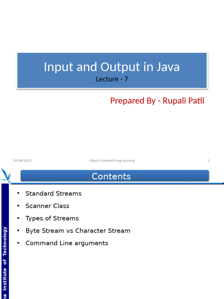 Lecture7 Input Output 1 | PDF | Command Line Interface | Computer Data