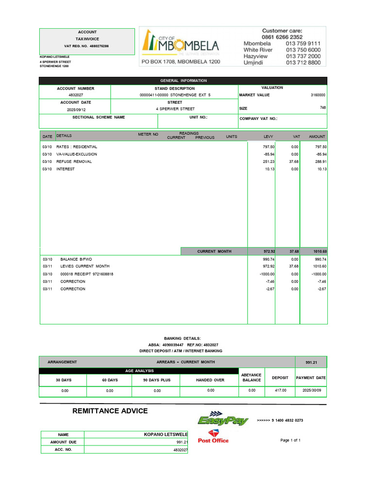 Mbombela Statement 22763 2 2 | PDF | Value Added Tax | Business
