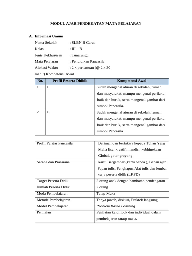MODUL AJAR Pend - Pancasila - Siti Nurasiyah | PDF