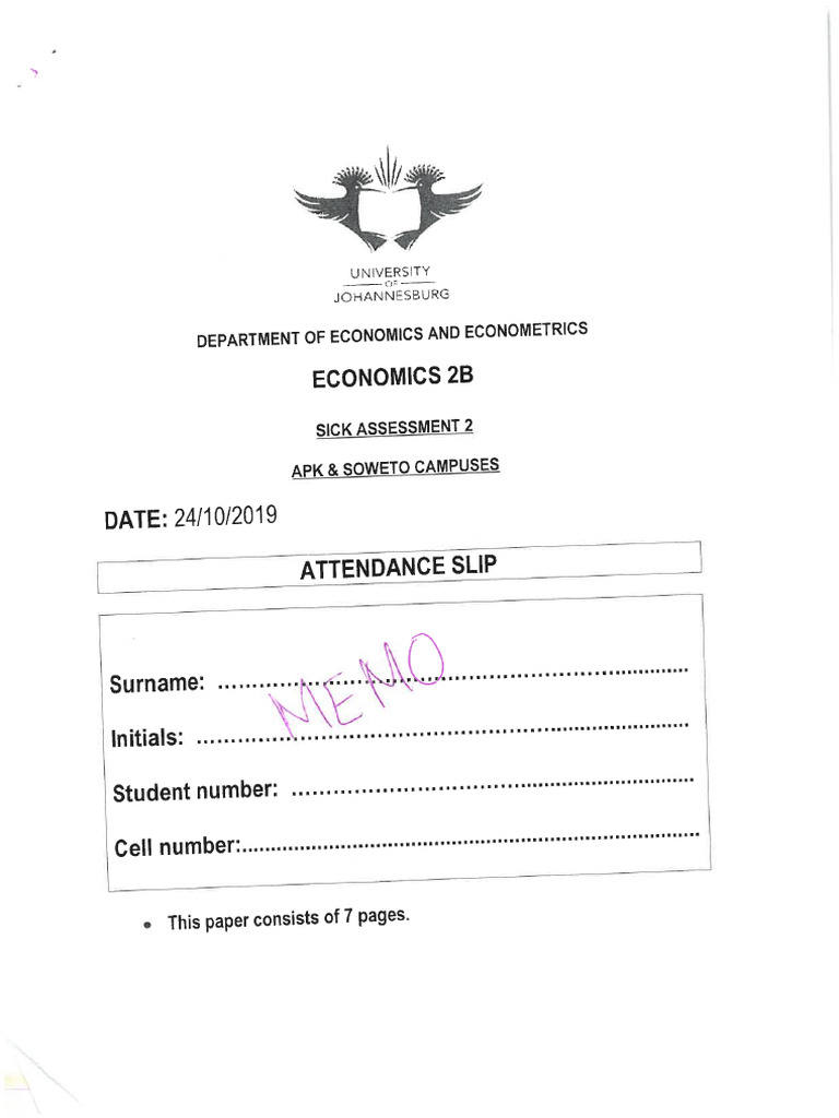 Sick Test Memo 2 2019 | PDF