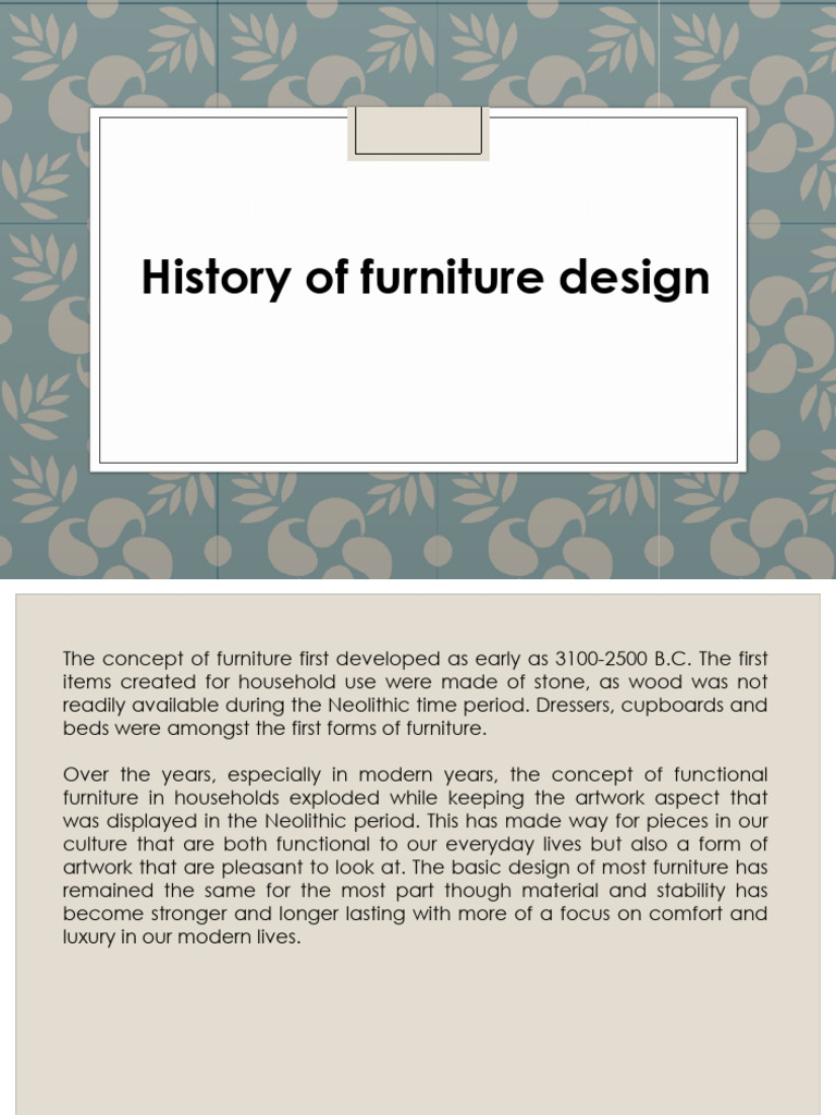 Evolution of Furniture Design History | PDF | Furniture | Renaissance