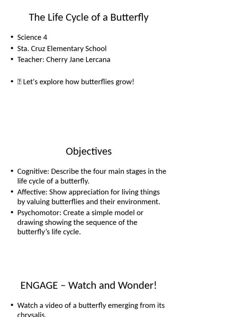 Butterfly Life Cycle Lesson Science4 | PDF