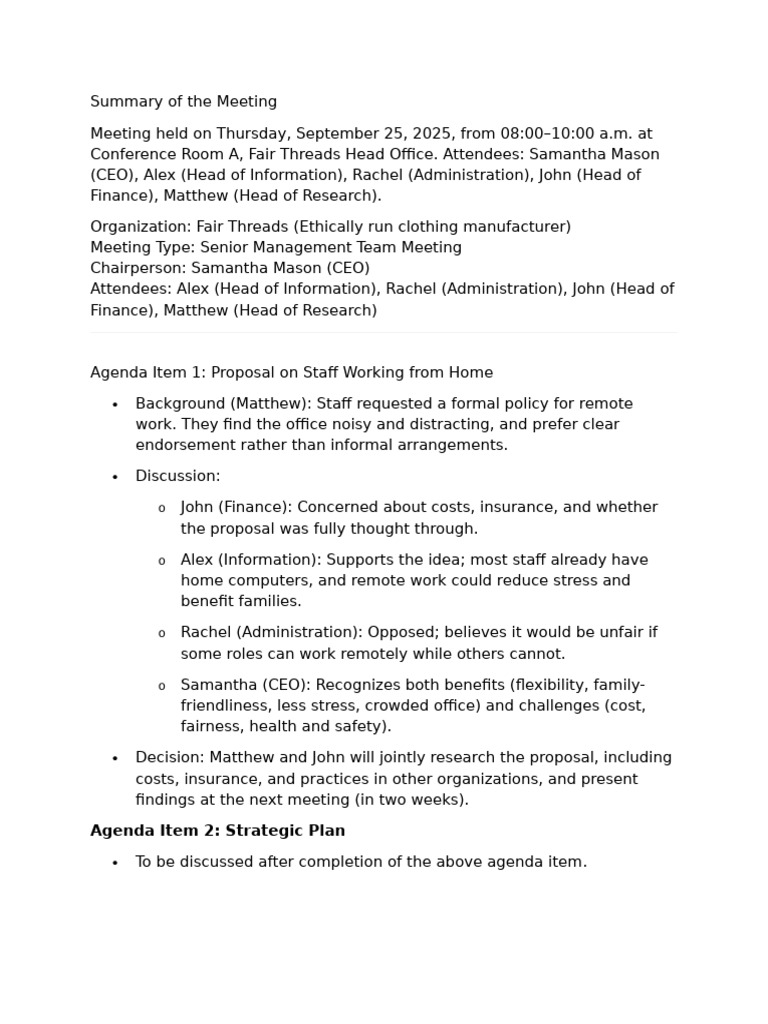 Peer Review - Meeting Minutes - BUS 301purnama | PDF