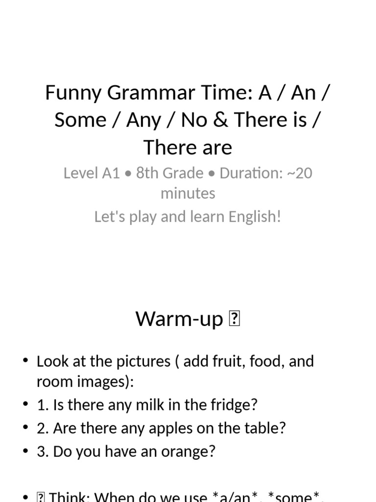 Funny Grammar Time A1 | PDF