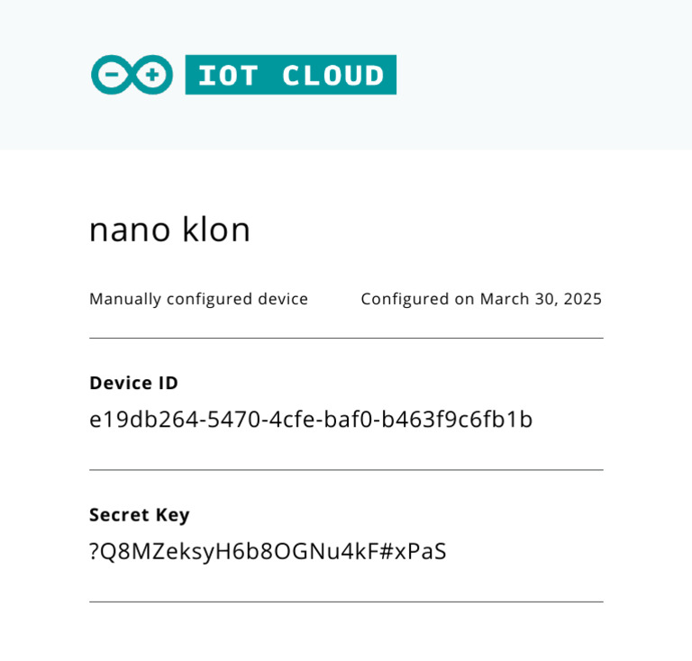 Arduino Device Secret Key | PDF