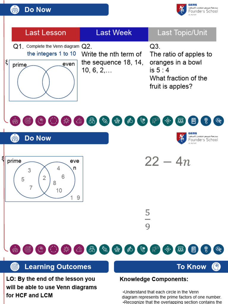 L6 Venn Diagrams To Find HCF and LCM | PDF | Number Theory | Abstract ...