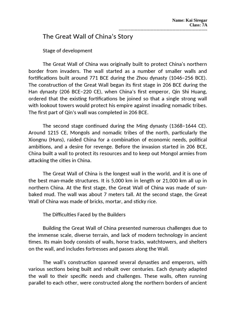 History and Cultural Aspects of The Great Wall of China | PDF | China ...