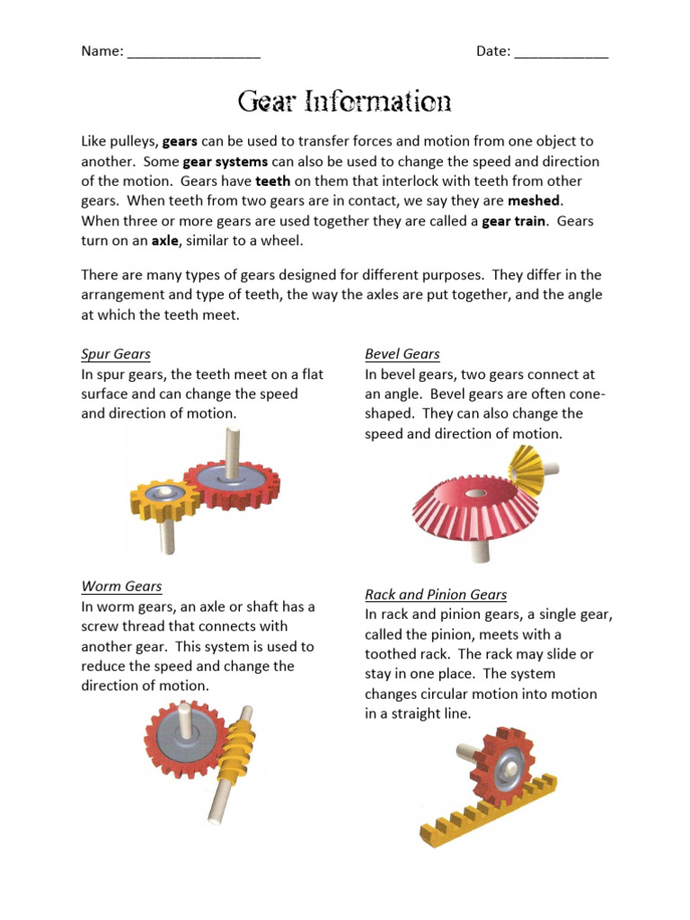 4 Science Pulleys Gears Gear Info | PDF