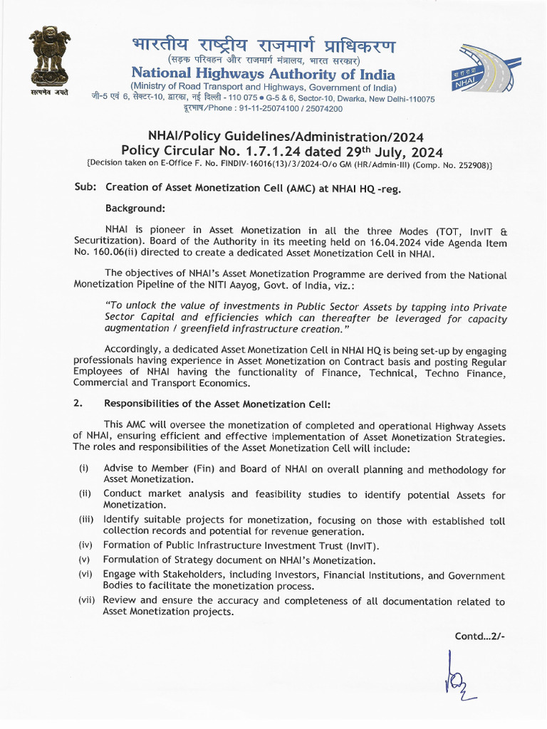 Asset Monetisation Cell-29!07!2024 | PDF