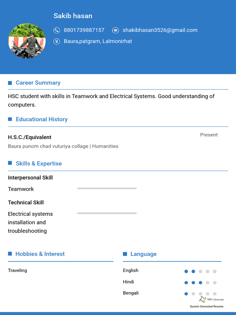 Created CV Sakib Hasan-1 | PDF